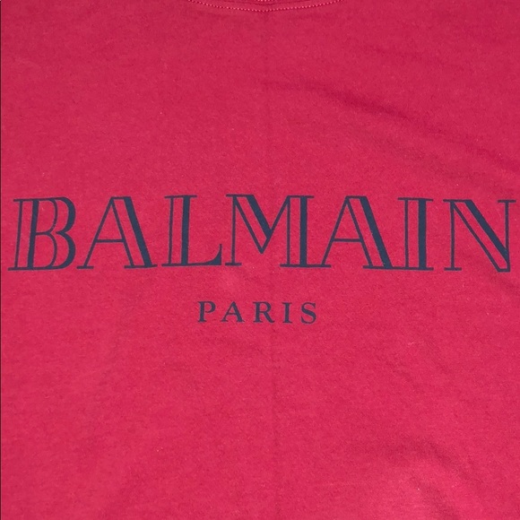 Balmain | Shirts | Balmain Paris Red Logo Tshirt | Poshmark